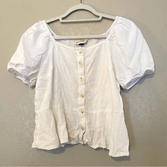 Universal Thread | Tops | Universal Thread White Button Down Linen Blend Top | Poshmark